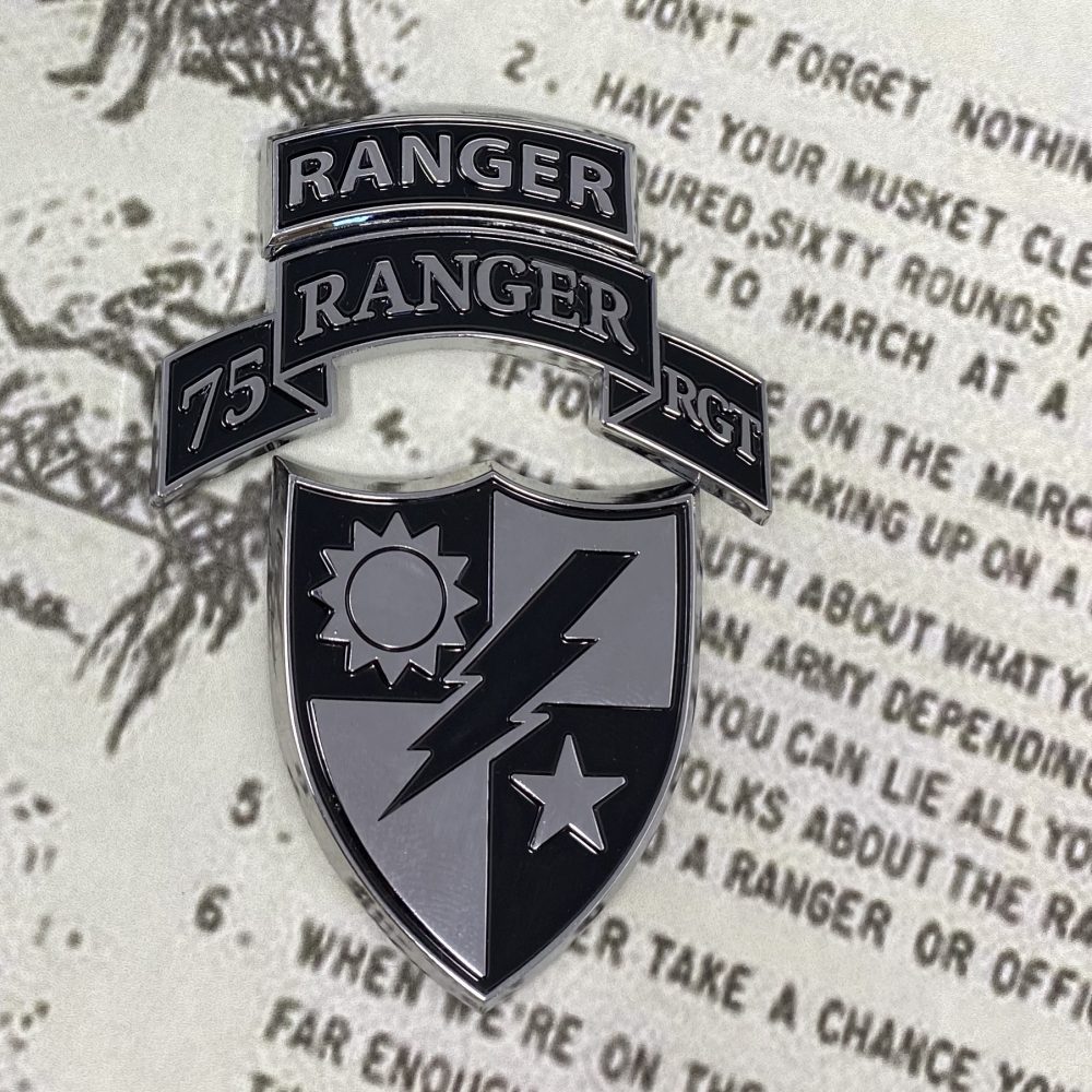 Ranger Scroll- 75th Ranger Regiment version- Chrome Car Badge with 3M ...