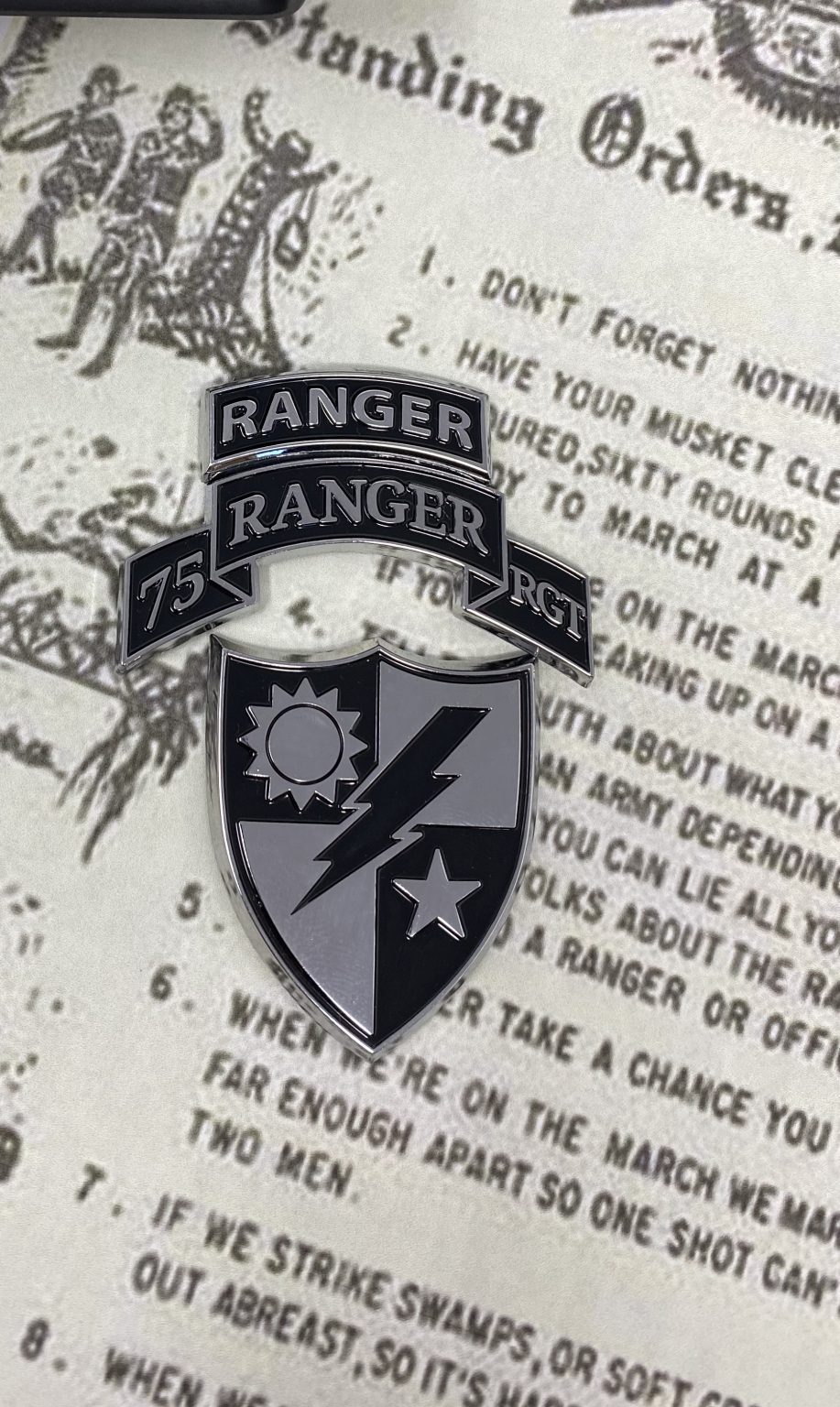 Ranger Scroll- 75th Ranger Regiment version- Chrome Car Badge with 3M ...