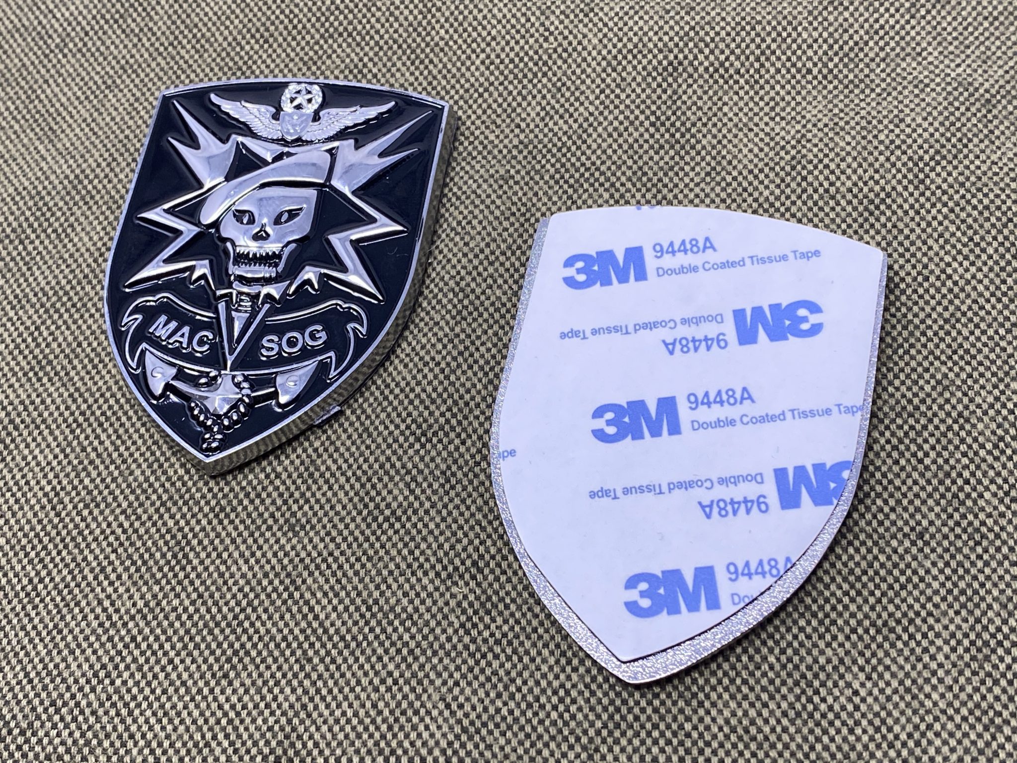 MACVSOG - Chrome 3.5" Chrome and black car badge - Excalibur Industries