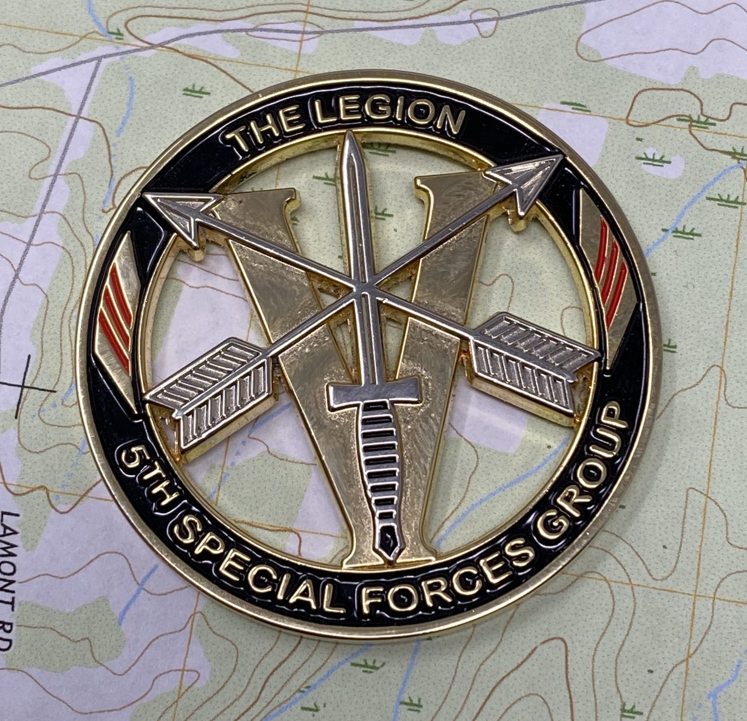 5th Group “Legio V” Cutout Challenge Coin 2" - Excalibur Industries