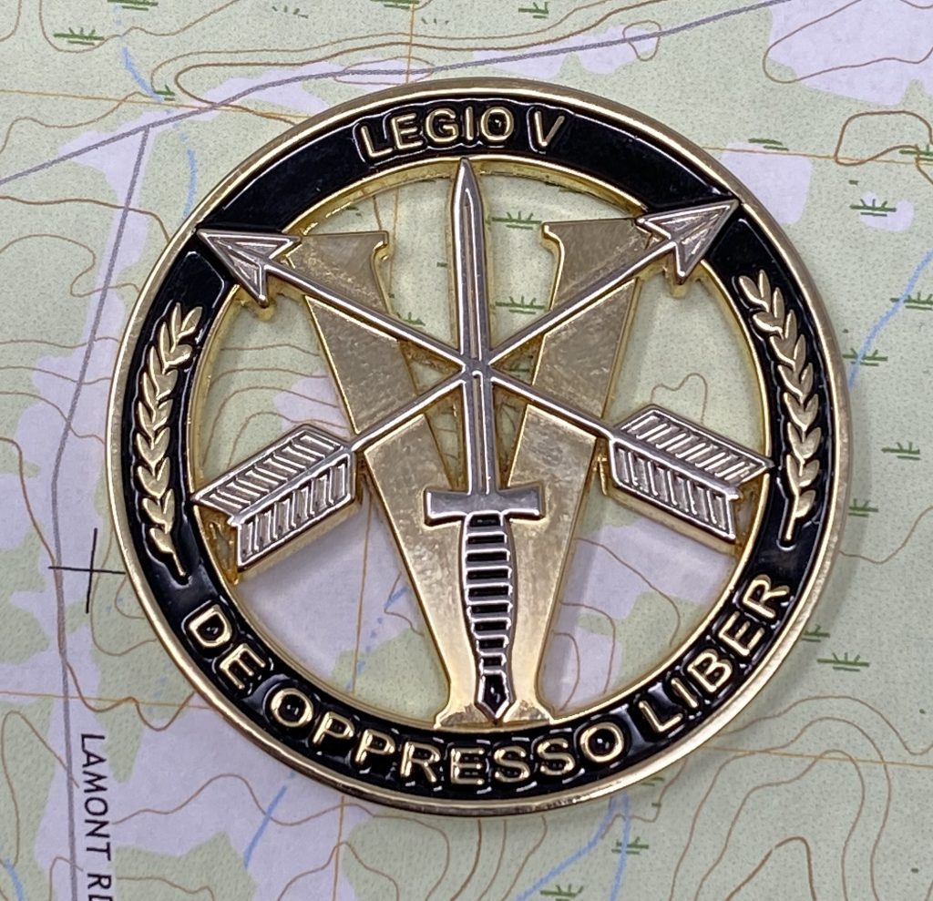 5th Group “Legio V” Cutout Challenge Coin 2" - Excalibur Industries