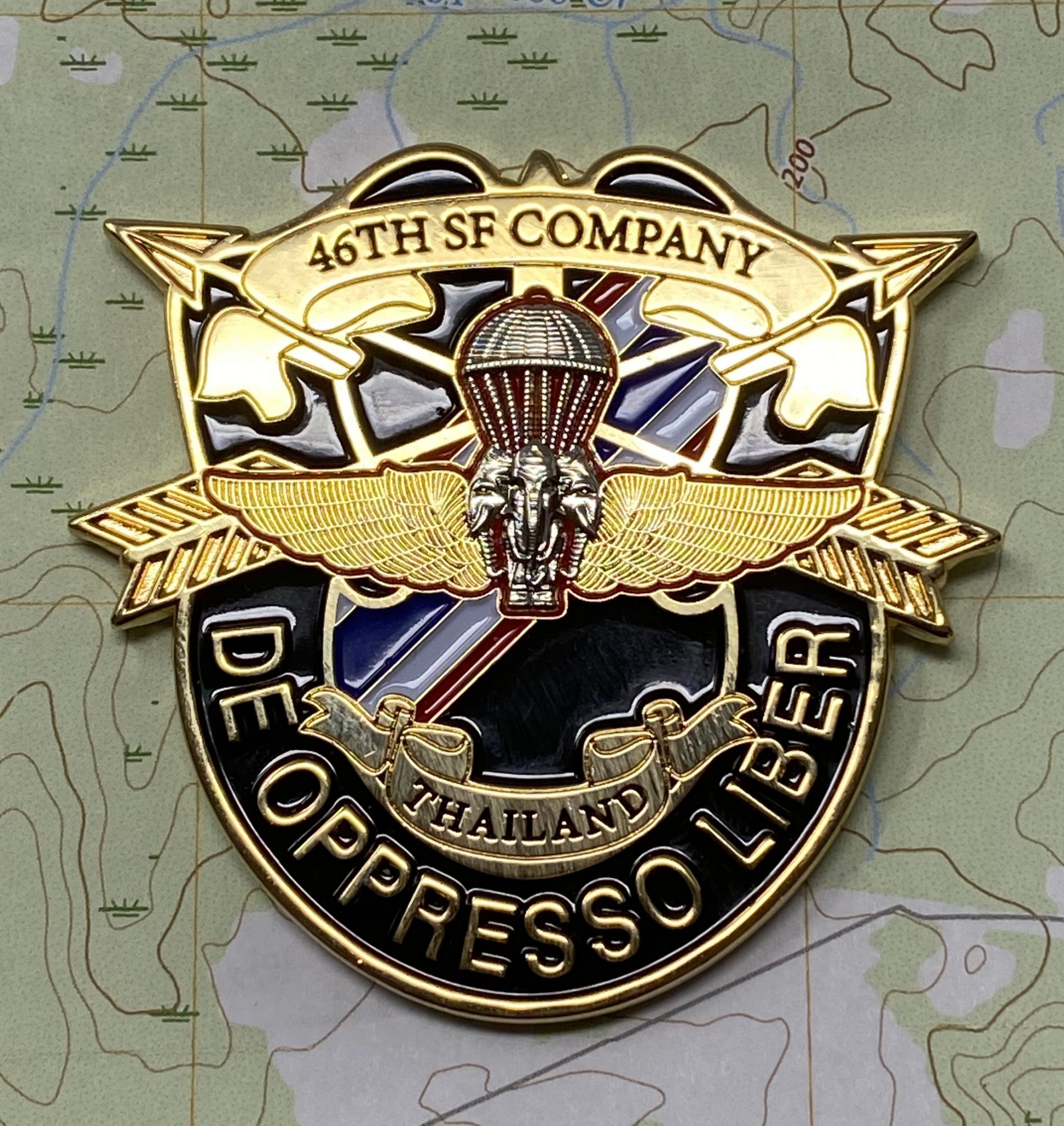 46th Special Forces Company Series 3 Coin, 2.5" Gold - Excalibur Industries
